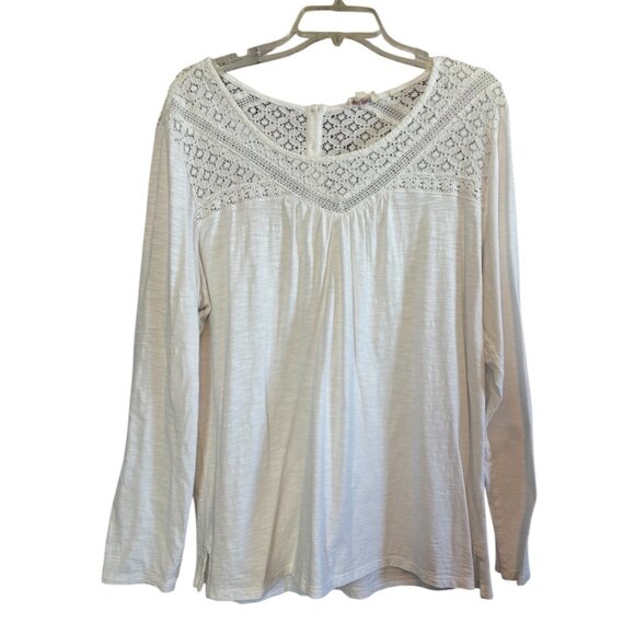 Fat Face | Tops | Fat Face Boho White Knit Top Lace Trim Casual Party ...